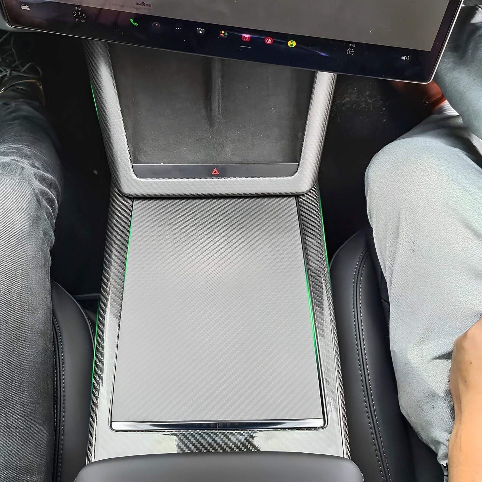 Real Carbon Fiber Center Console Cover Wraps Overlay For 2021+ Tesla ...